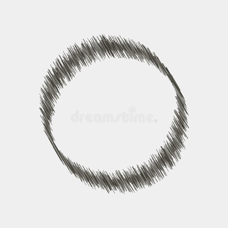 Scribbled Lines Circle Frame, Abstract Oval Shape Created with Dark ...