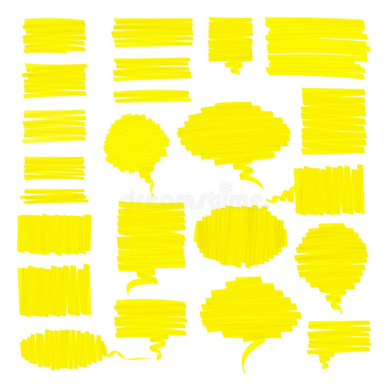 Scribbled Realistic Highlighter Pen Speech Bubbles Stock Vector ...