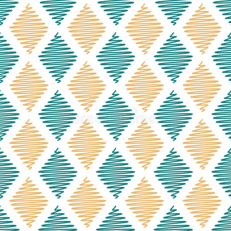 Scribbled Yellow Teal Diamonds Seamless Pattern on Stock Vector ...