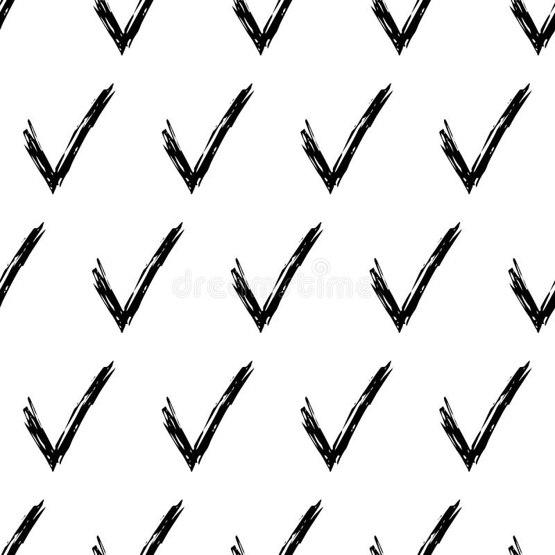 Seamless Pattern with Hand Drawn Check Symbols Stock Vector ...