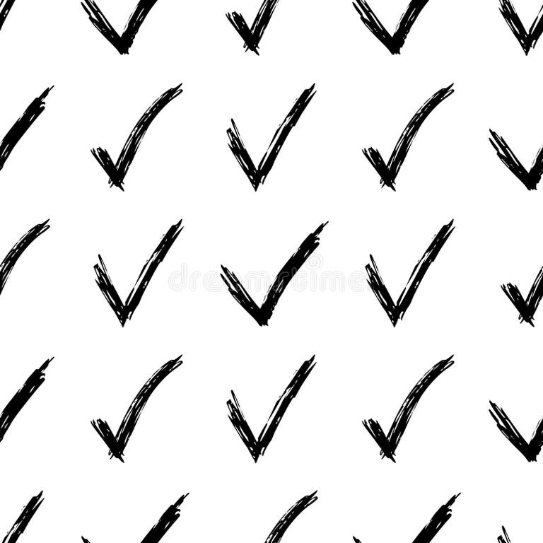 Seamless Pattern with Hand Drawn Check Symbols Stock Vector ...