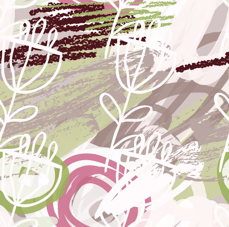 Scribbles and Doodles with Rough Drawn Flower and Grunge Texture Stock Vector - Illustration of ...