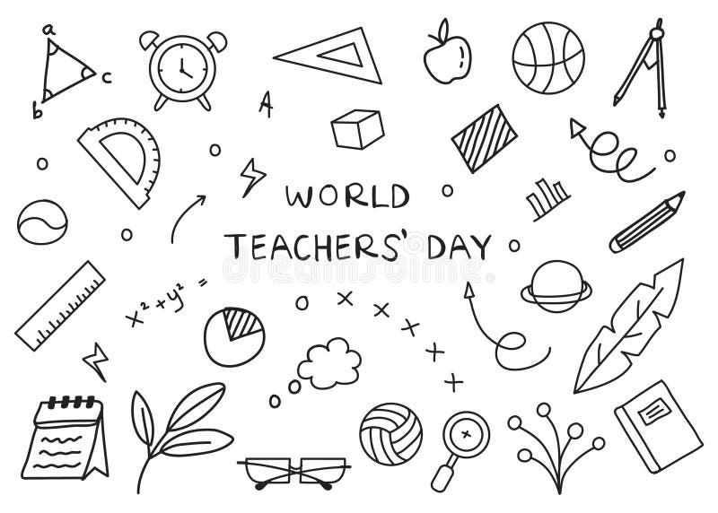 Scribbles Hand-drawn World Teacher Day Background.Vector Illustration ...