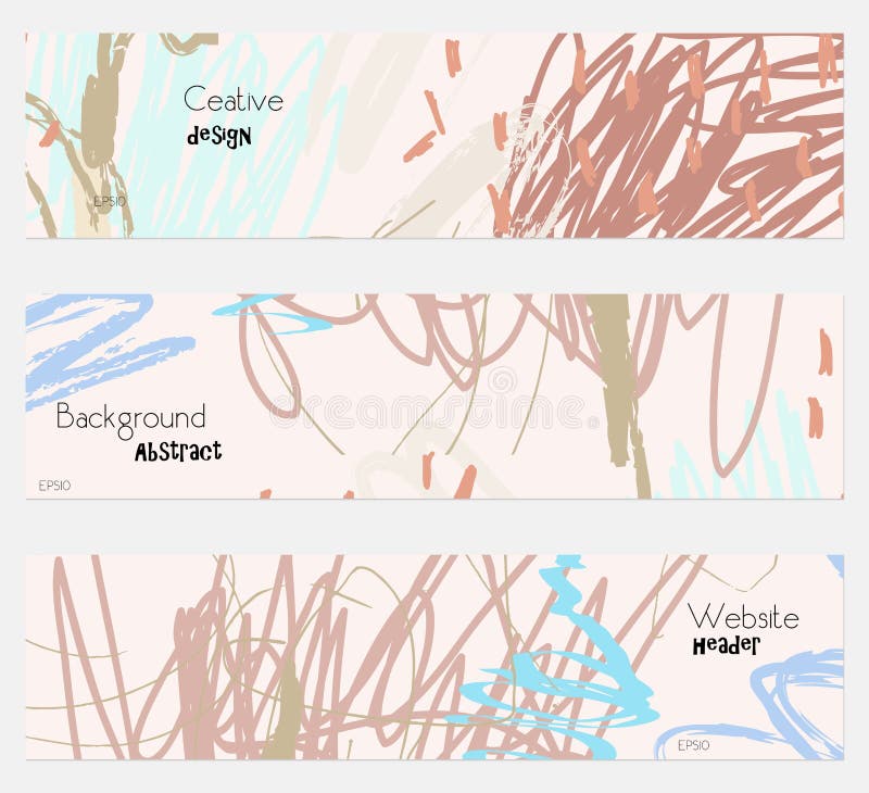 Scribbles Marks Doodles Light Cream Banner Set Stock Vector ...