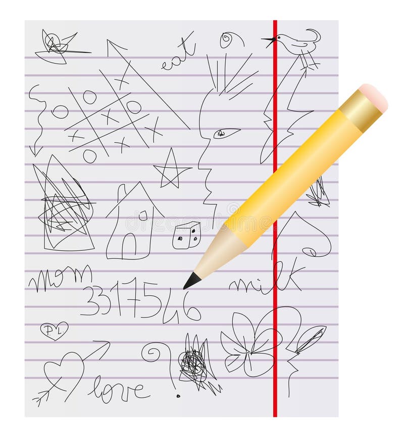 Scribbles on notebook stock vector. Illustration of expenditure - 38449391