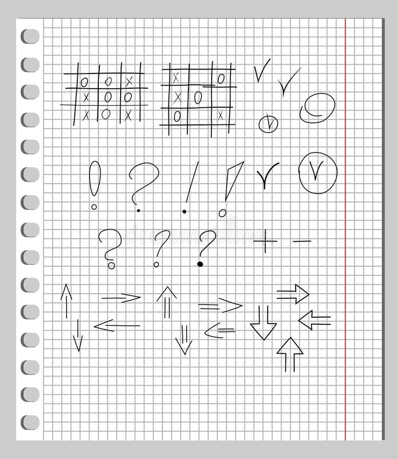 Scribbles in a Notebook stock vector. Illustration of marks - 53008654