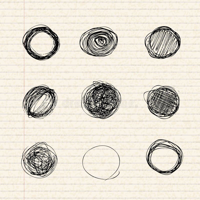 Scribbles on a Sheet of Lined Paper Stock Vector - Illustration of page ...