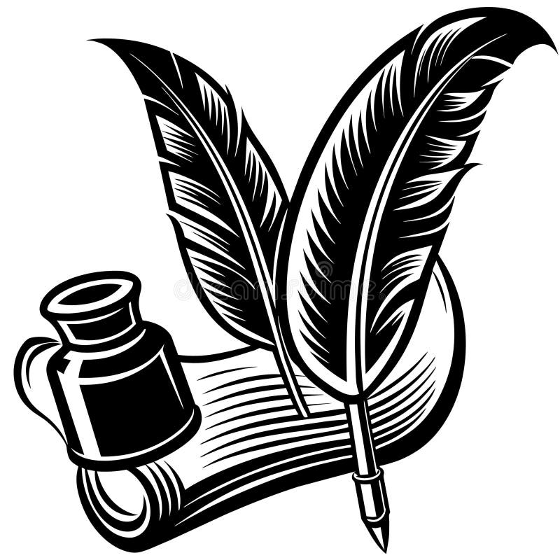 Scribe S Quill and Scroll Vector Illustration Stock Illustration ...