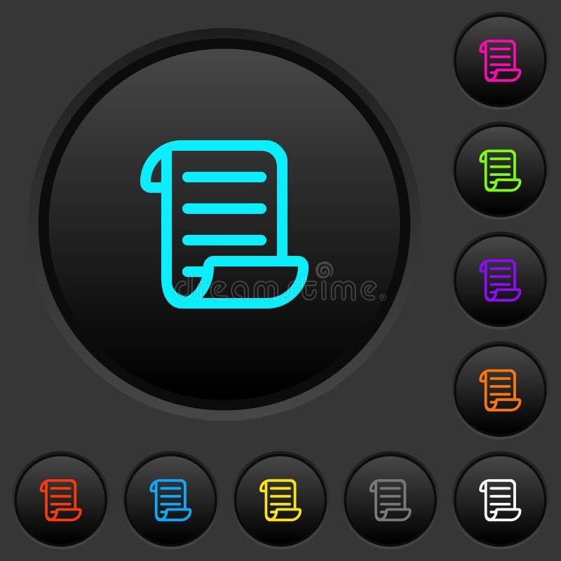 Script Code Dark Push Buttons with Color Icons Stock Vector ...