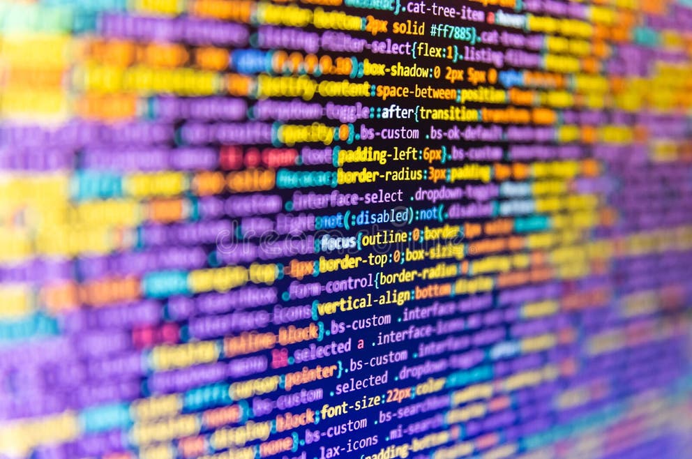 Script on Computer with Source Code. Developing Programming and Coding ...