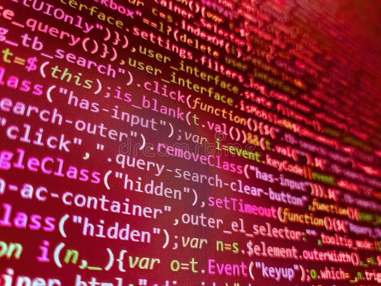 Script on Computer with Source Code. Computer Science Lesson. Programming Coding with Editor ...