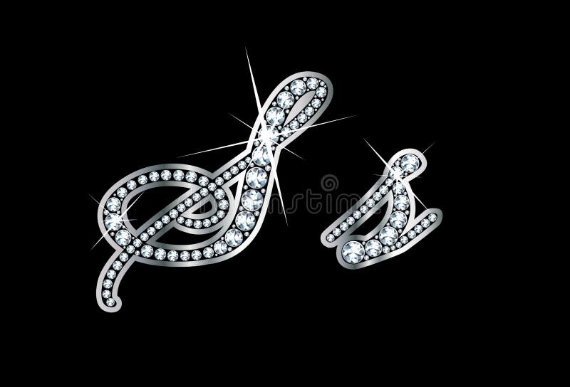 Script Diamond Bling Aa Letters Stock Vector - Illustration of lower ...