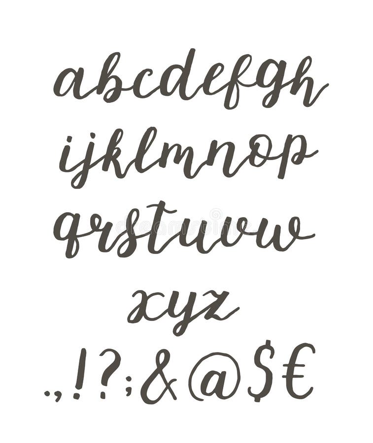 Script Font Alphabet Written with a Brush. Stock Vector - Illustration ...