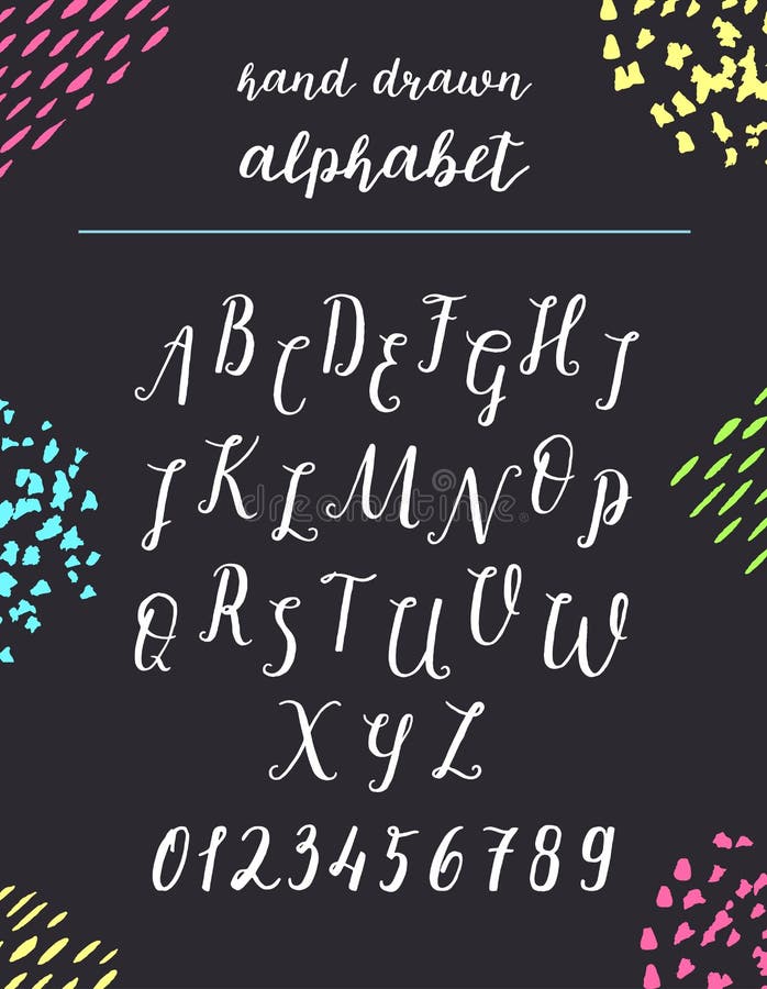 Script Font Alphabet Written with a Brush. Vector Alphabet Stock Vector ...