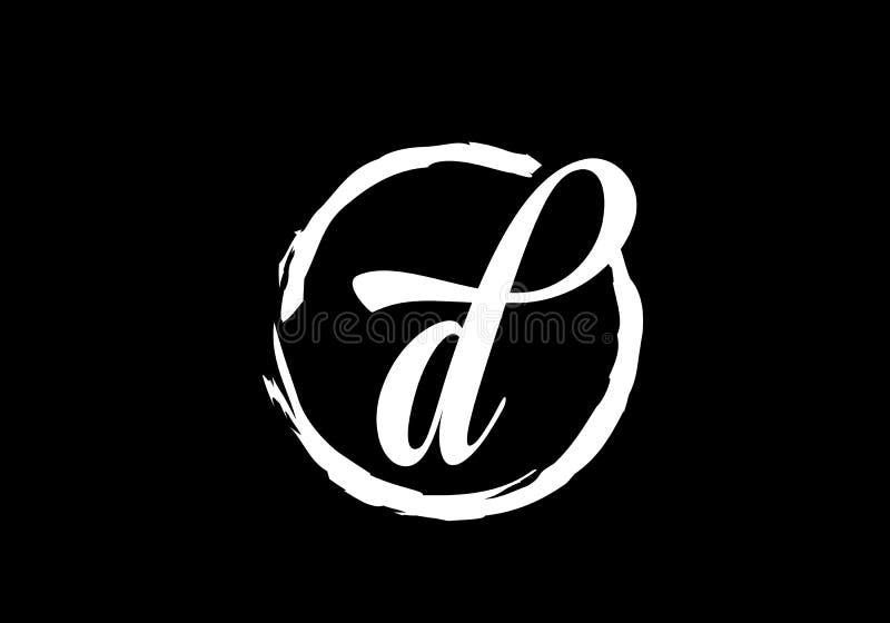 Script Letter M in a Brush Circle on Black Background, Monogram ...