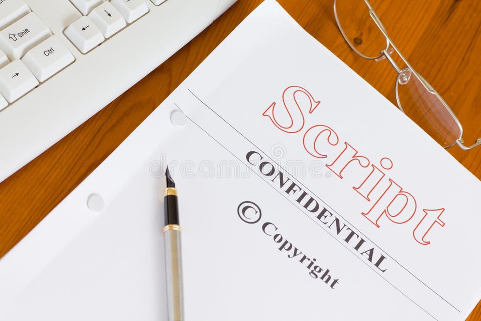 Script Manuscript on Desk with Pen Stock Photo - Image of play, editor ...