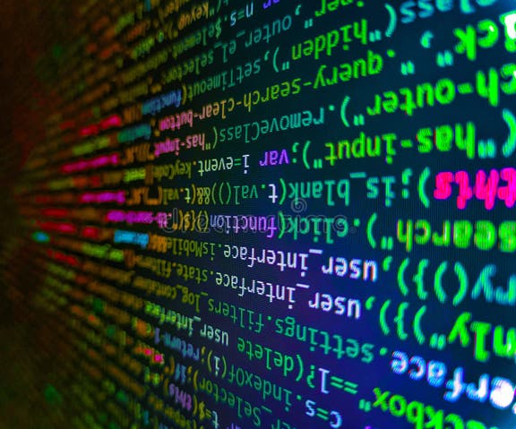 Script Procedure Creating. Creative Js HTML5 Closeup Set on Background. Web Site Codes on ...