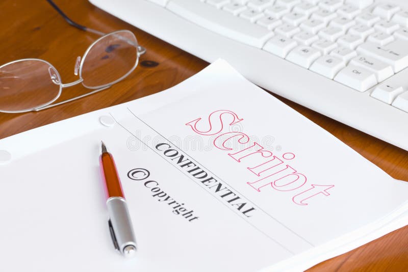 Script Manuscript on Desk with Pen Stock Photo - Image of play, editor ...