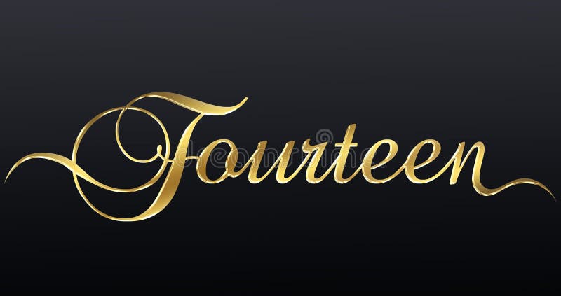 Fourteen Gold Lettering stock image. Illustration of sign - 378814413