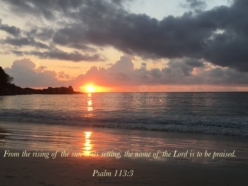 Scripture Verse, Sunsetting on the Beach Stock Image - Image of ...