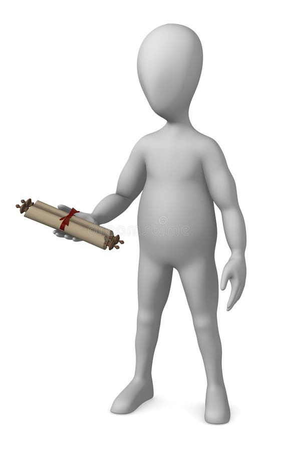 Cartoon man with scroll stock illustration. Illustration of character ...