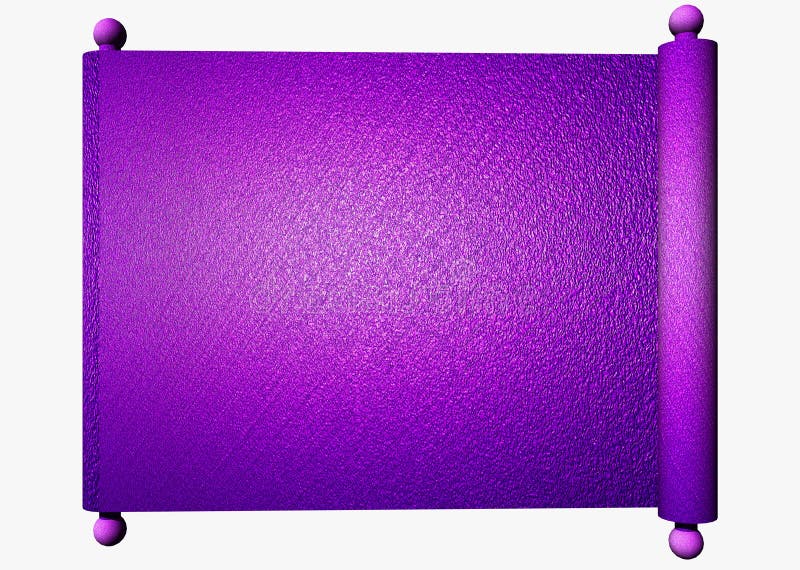 Purple Scroll Isolated On White Background. Violet Paper Roll Banner 3D ...