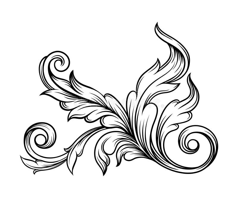 Scroll As Baroque Element with Arabesque and Flourish Motif Vector ...