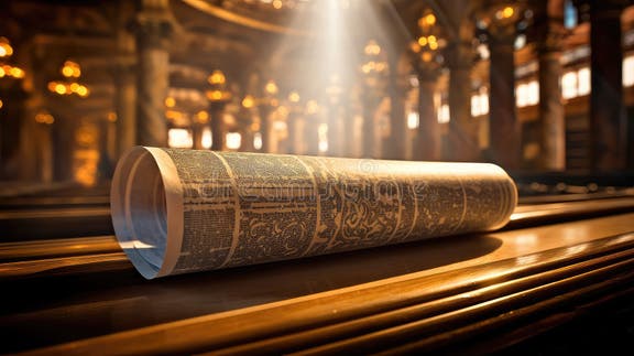 Scroll Blurred Synagogue Interior Stock Illustration - Illustration of ...