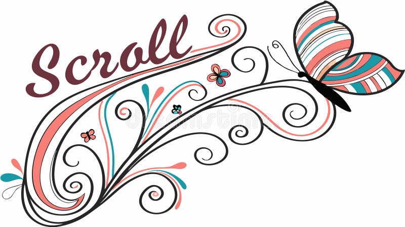 Scroll with Butterfly Text Design, Vector Design Generative AI Stock ...