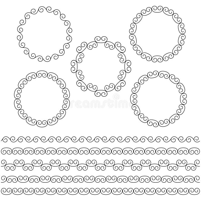 Scroll Circle Frames and Border Patterns Stock Vector - Illustration of ...