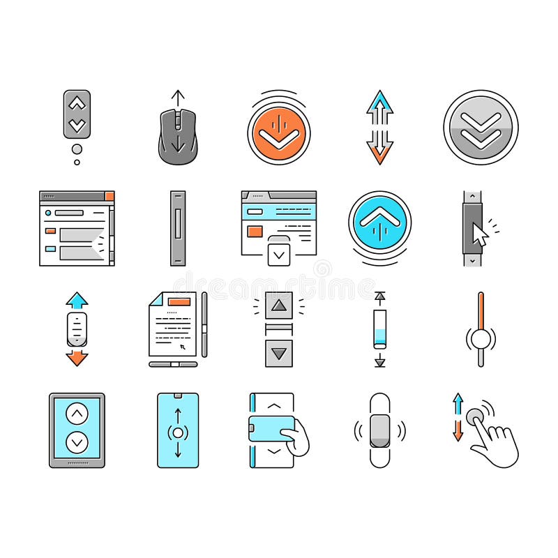 Scroll Computer Mouse Cursor Icons Set Vector . Stock Illustration - Illustration of item, hand ...