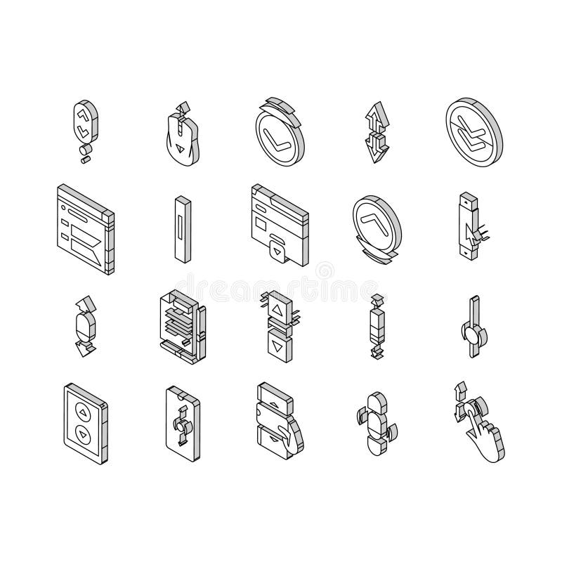 Scroll Computer Mouse Cursor Isometric Icons Set Vector Stock Vector