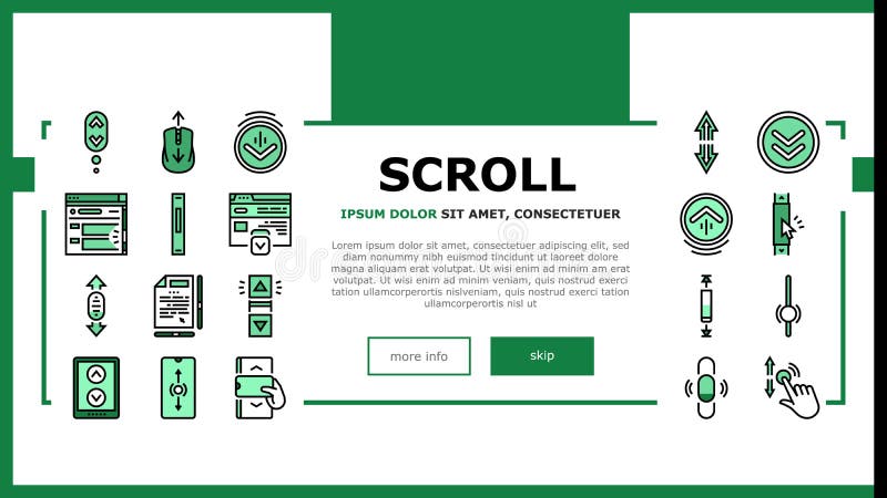 Scroll Computer Mouse Cursor Landing Header Vector Stock Vector