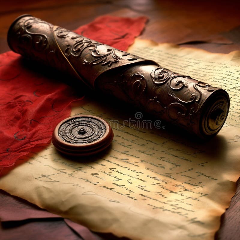 A Scroll with a Contract and a Wax Seal Stock Illustration ...