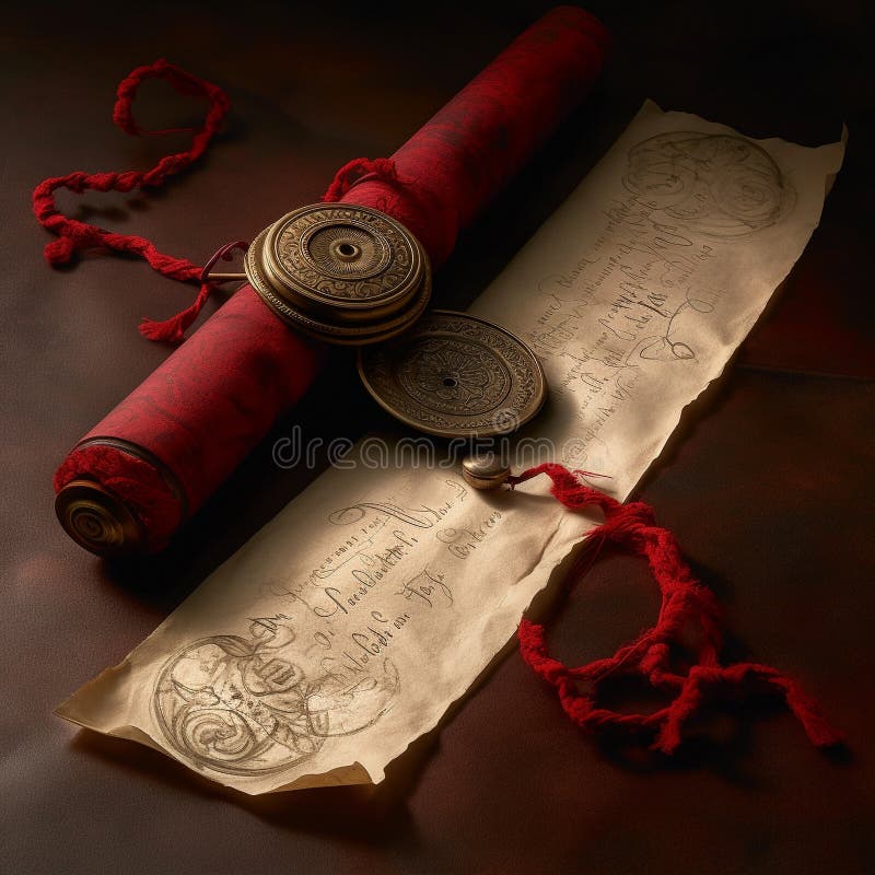A Scroll with a Contract and a Wax Seal Stock Illustration ...