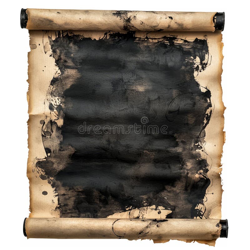 A Scroll Covered in Deep Ink Stains. Stock Image - Image of grunge ...