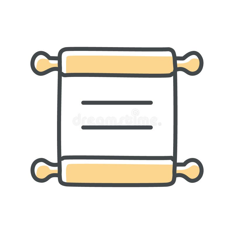 Scroll Document Icon. Hand Drawn Scroll Document Icon with Wood Sticks ...