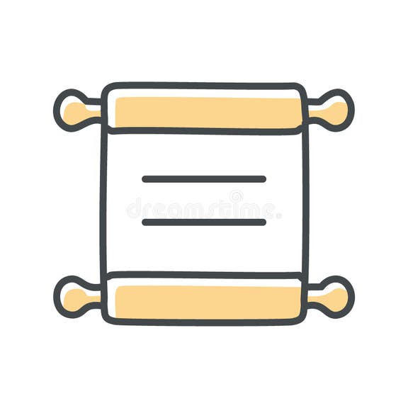 Scroll Document Icon. Hand Drawn Scroll Document Icon with Wood Sticks ...