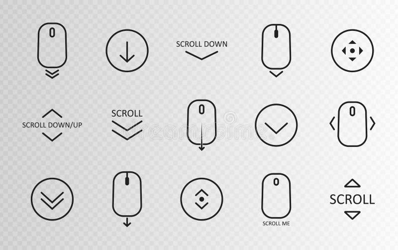 Scroll Down Icon. Scrolling Mouse Symbol for Web Design Isolated on ... Scroll Down Icon. Scrolling Mouse Symbol for Web Design Isolated on ...
