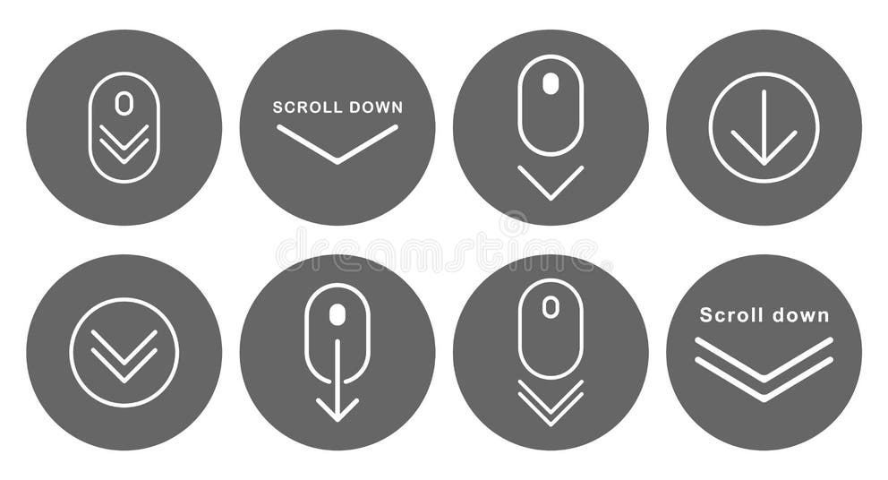 Scroll Down Icon Shape. Scrolling Mouse Symbol for Web or App Design ...
