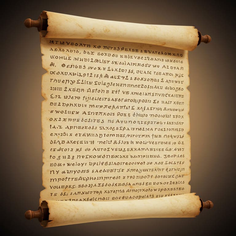 A Scroll Featuring Text Written in an Ancient or Fantastical Script ...