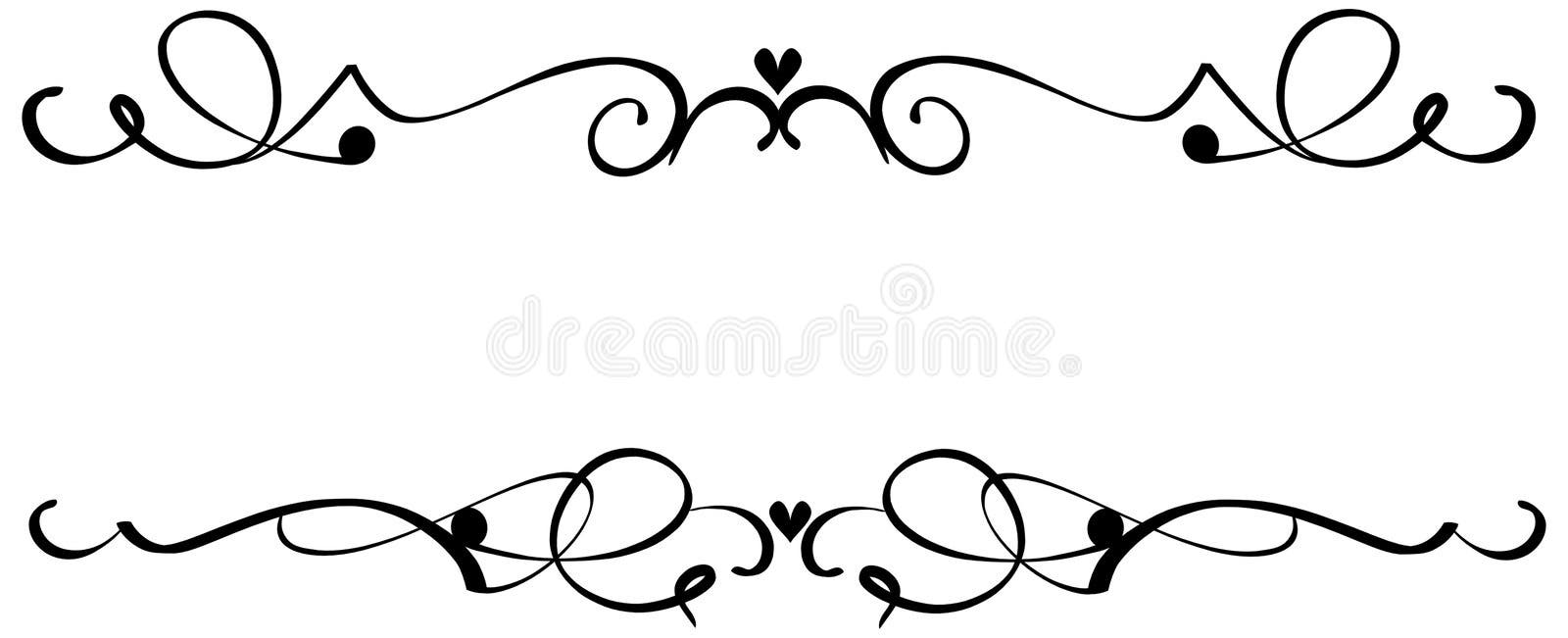 Set of Vector Heart Scrolls Stock Vector - Illustration of floral ...