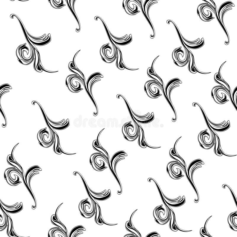 Scroll Leaf Ornament Tile stock vector. Illustration of white - 12144717