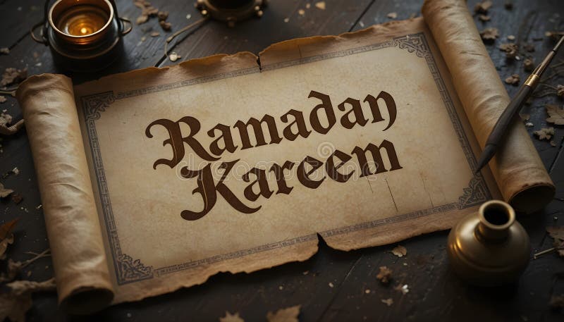 Arabic-Style Ramadan Kareem on a Vintage Papyrus Scroll with ...