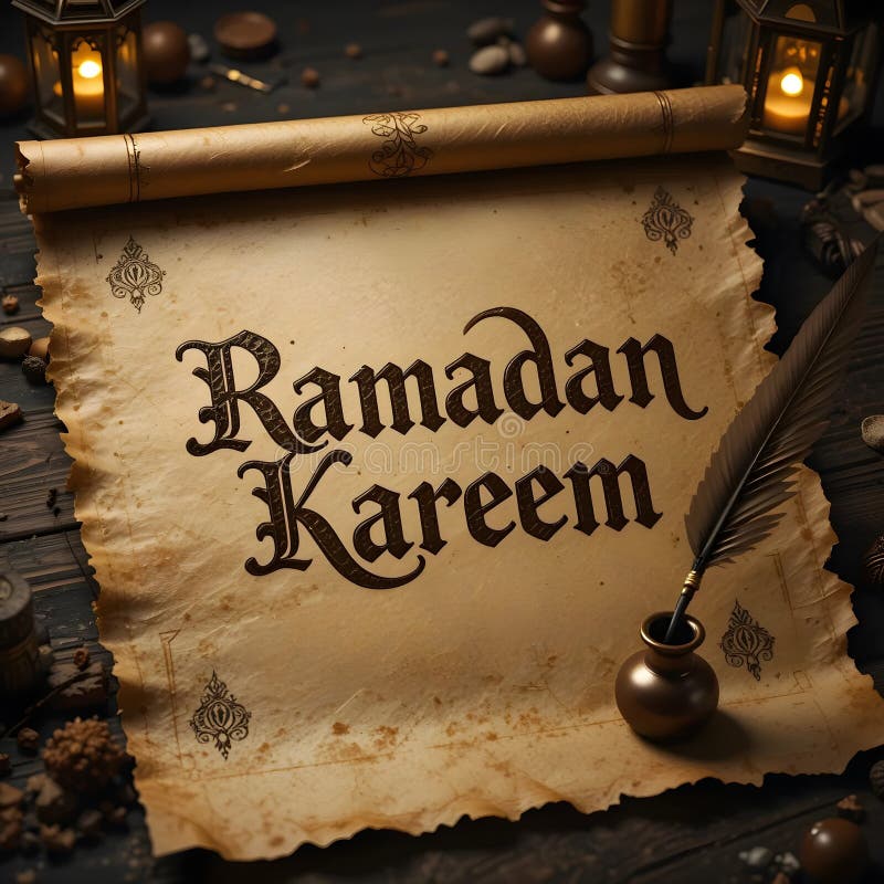 Arabic-Style Ramadan Kareem on a Vintage Papyrus Scroll with ...