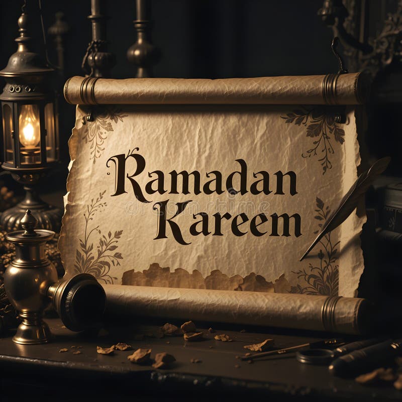 Arabic-Style Ramadan Kareem on a Vintage Papyrus Scroll with ...