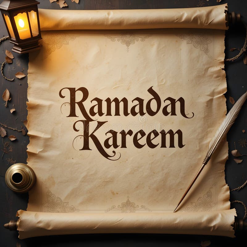 Arabic-Style Ramadan Kareem on a Vintage Papyrus Scroll with ...