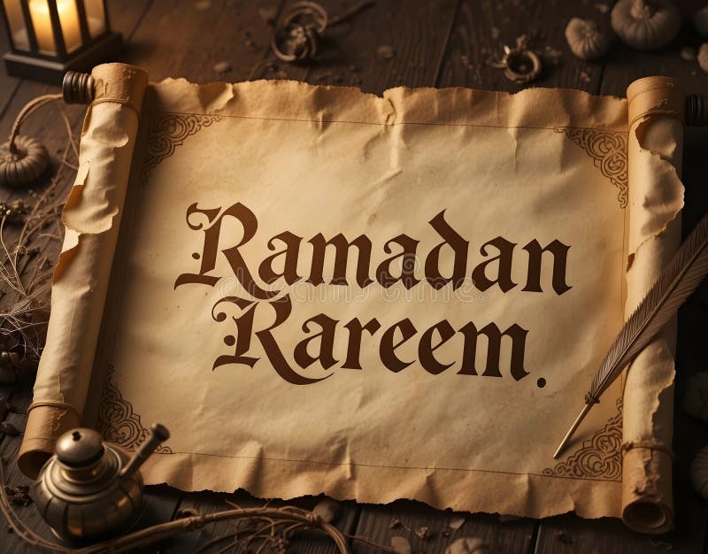 Arabic-Style Ramadan Kareem on a Vintage Papyrus Scroll with ...