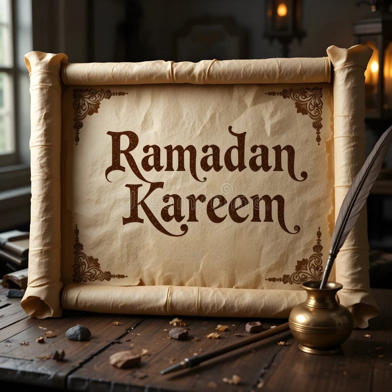 Arabic-Style Ramadan Kareem on a Vintage Papyrus Scroll with ...