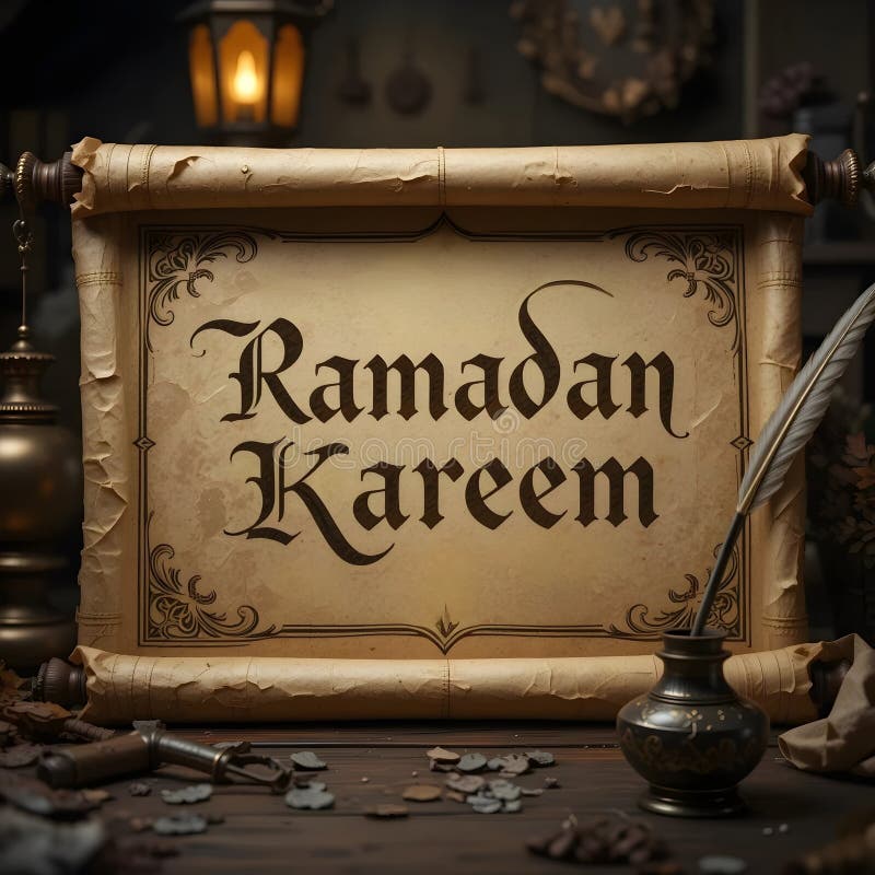 Arabic-Style Ramadan Kareem on a Vintage Papyrus Scroll with ...